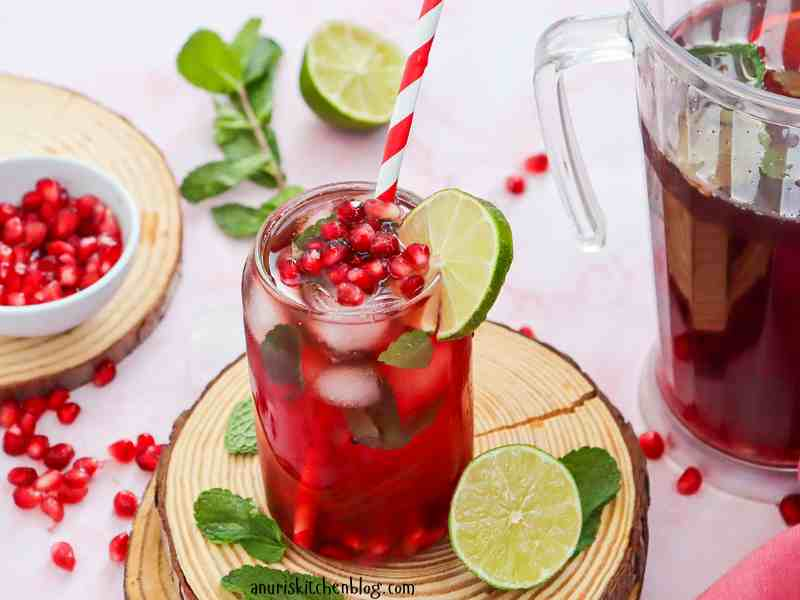 Virgin Pomegranate Fizz Mocktail Recipe - Anuri's Kitchen